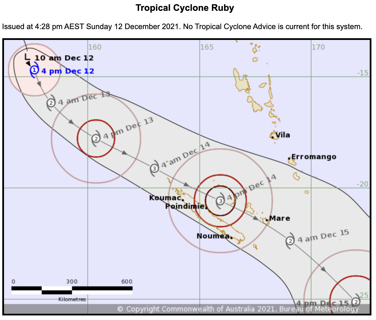Tropical Cyclone RUBY forms in Coral Sea: New Caledonia, Vanuatu & New Zealand in tracking (+4 ...
