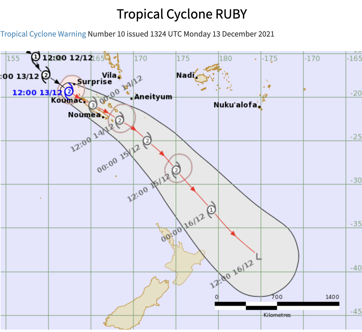 Cyclone Ruby now directly hitting New Caledonia as tropical downpours erupt over NZ (+Maps ...