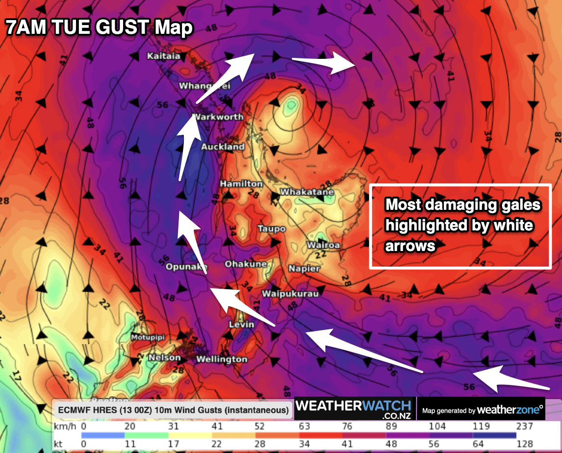 Latest: Tracking Cyclone Gabrielle’s centre + Rain in the south (+21 ...