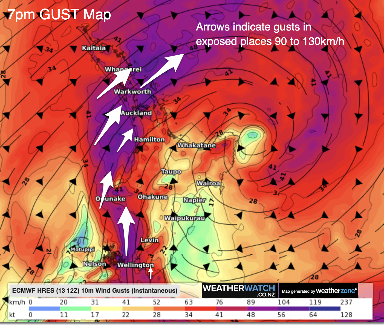 Latest: Tracking Cyclone Gabrielle’s centre + Rain in the south (+21 ...