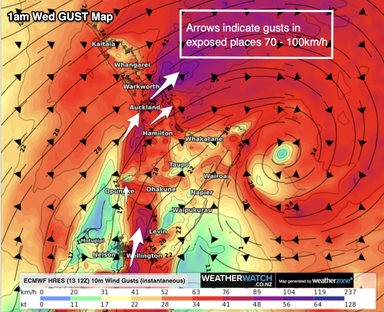 Latest: Tracking Cyclone Gabrielle’s centre + Rain in the south (+21 ...