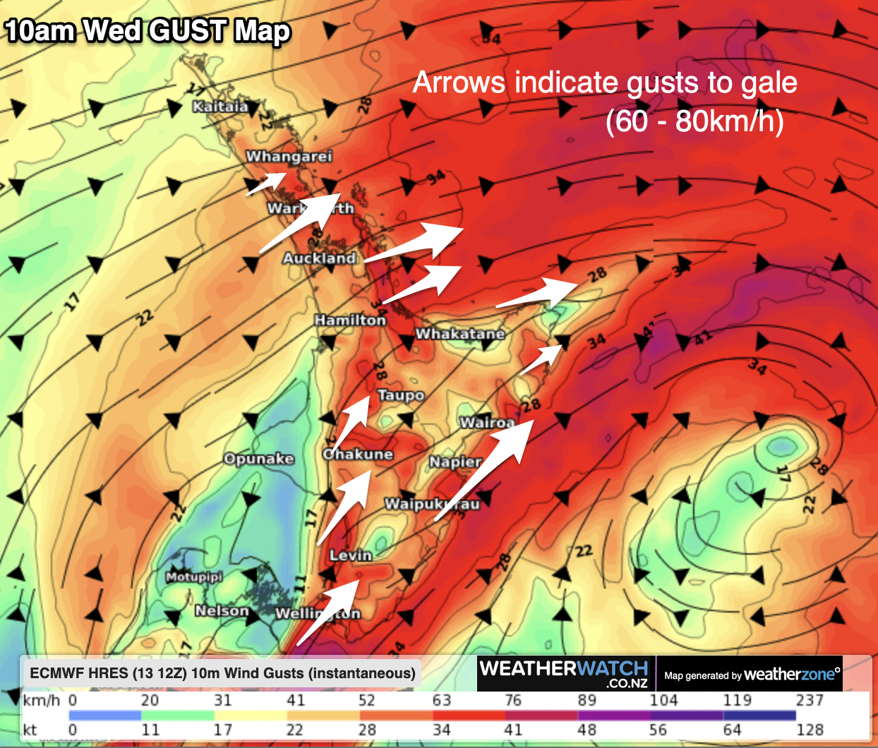 Latest: Tracking Cyclone Gabrielle’s centre + Rain in the south (+21 ...